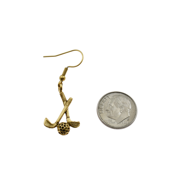 Golf Club Earrings in Antique Silver Pewter or 24K Gold Plated Pewter ...